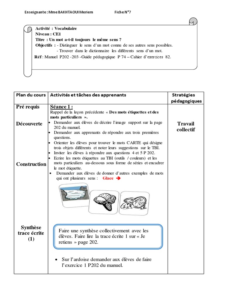 Sens multiples des mots en CE1 | PDF | Pédagogie | Communication humaine
