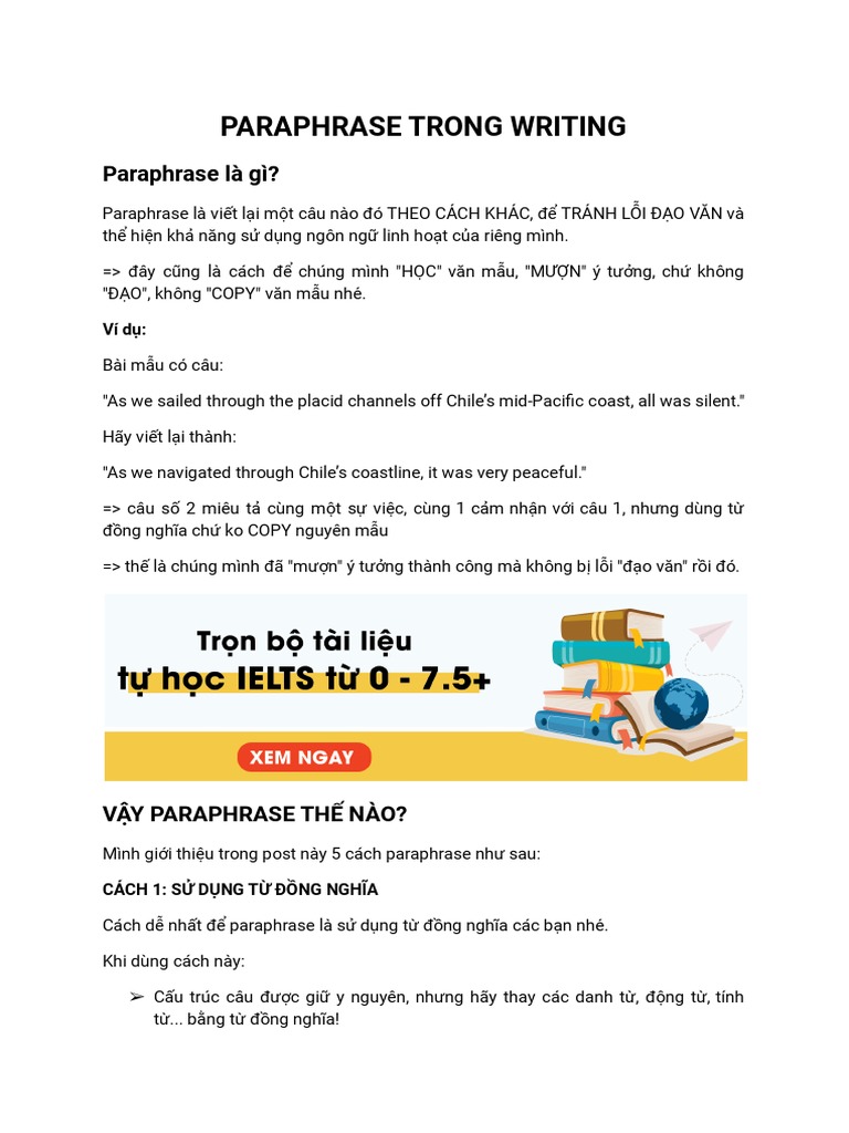 Paraphrase Trong Writing | PDF