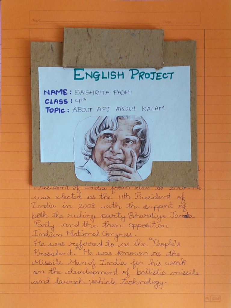 About APJ Abdul Kalam English Project | PDF