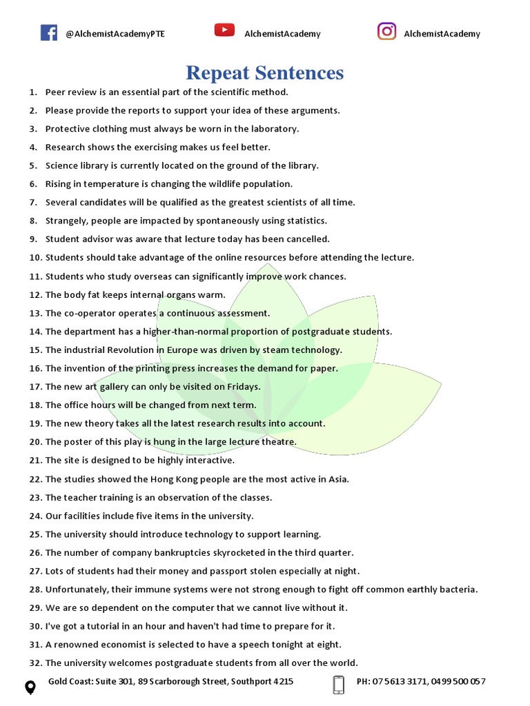 RepeatSentences 1 | PDF | Lecture | University
