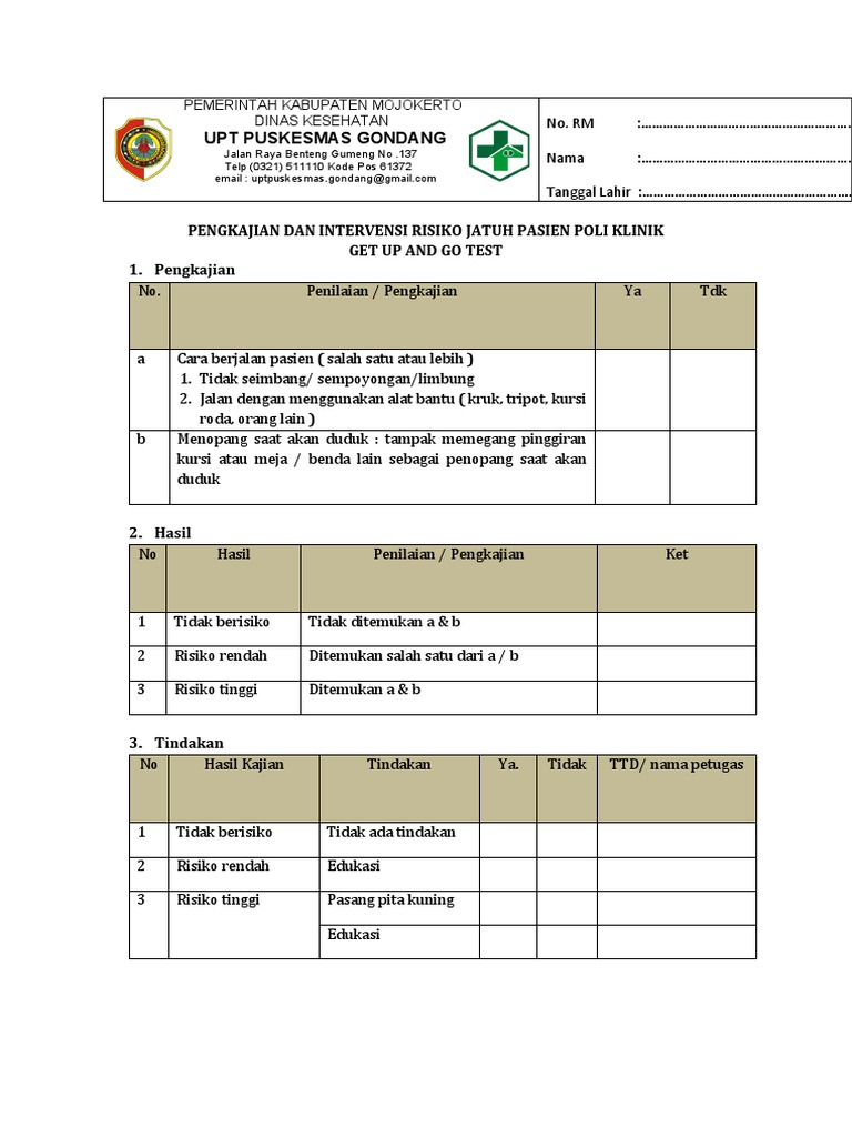 Get Up and Go Test Risiko Jatuh | PDF