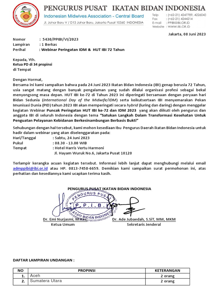 Undangan Webinar Idm Hut Ibi 72 Ketua Pd 34 Pdf