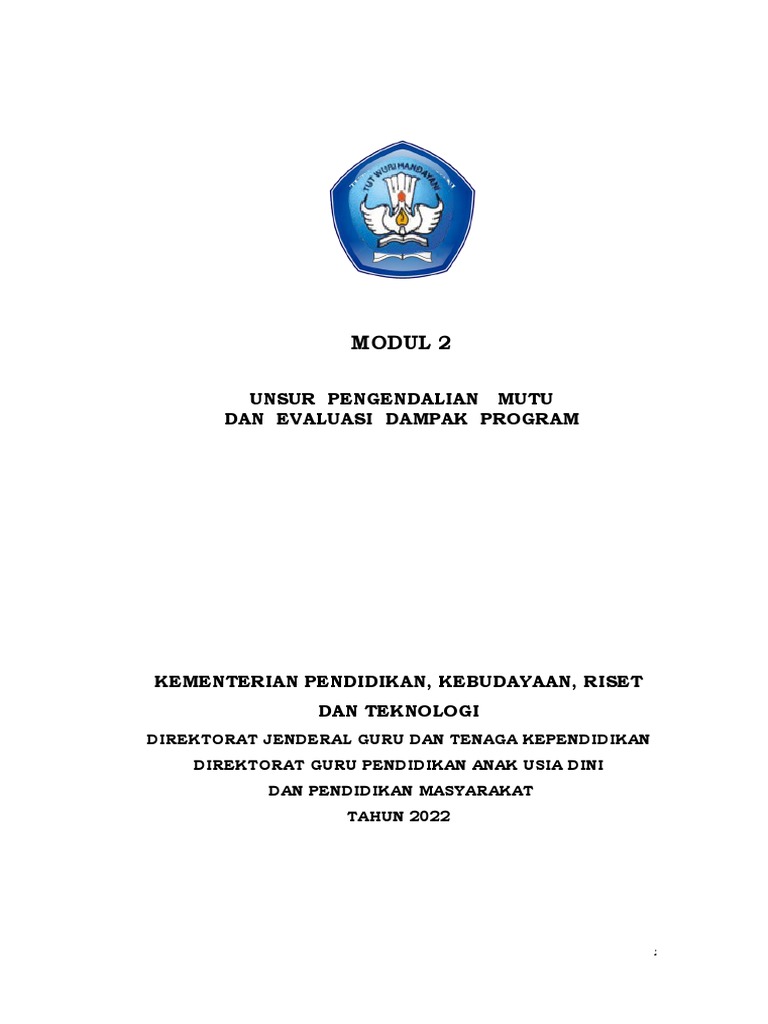 Modul 2 Pengendalian Mutu Dan Evaluasi Dampak Program - 2022 | PDF | Seni