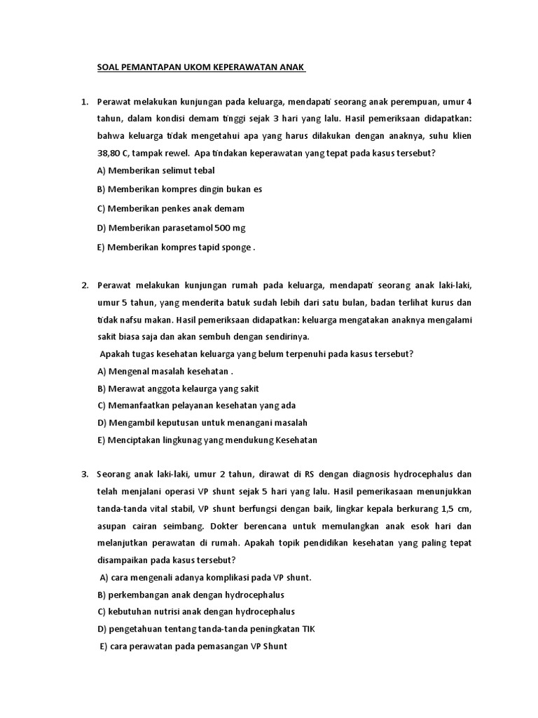 Soal Pemantapan Okom Kep Anak 22 | PDF