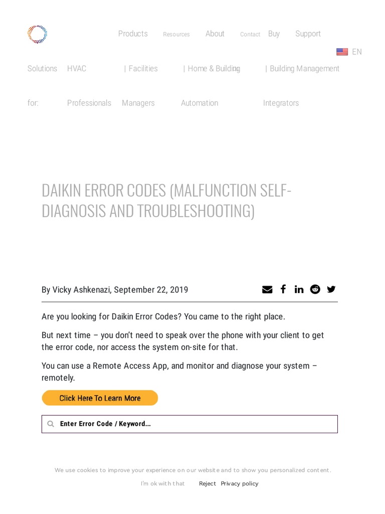 Daikin Error Codes Malfunction Codes | PDF | Power Inverter | Printed ...