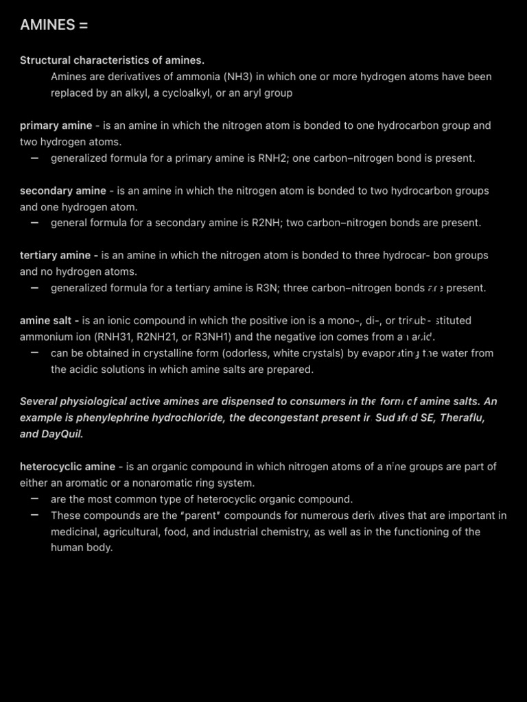 AMINES | PDF | Amine | Acid