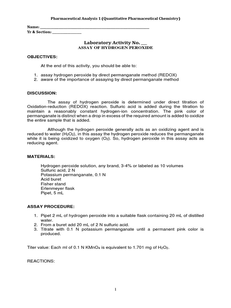 Activity 6 Hydrogen Peroxide-Revised | Download Free PDF | Hydrogen ...