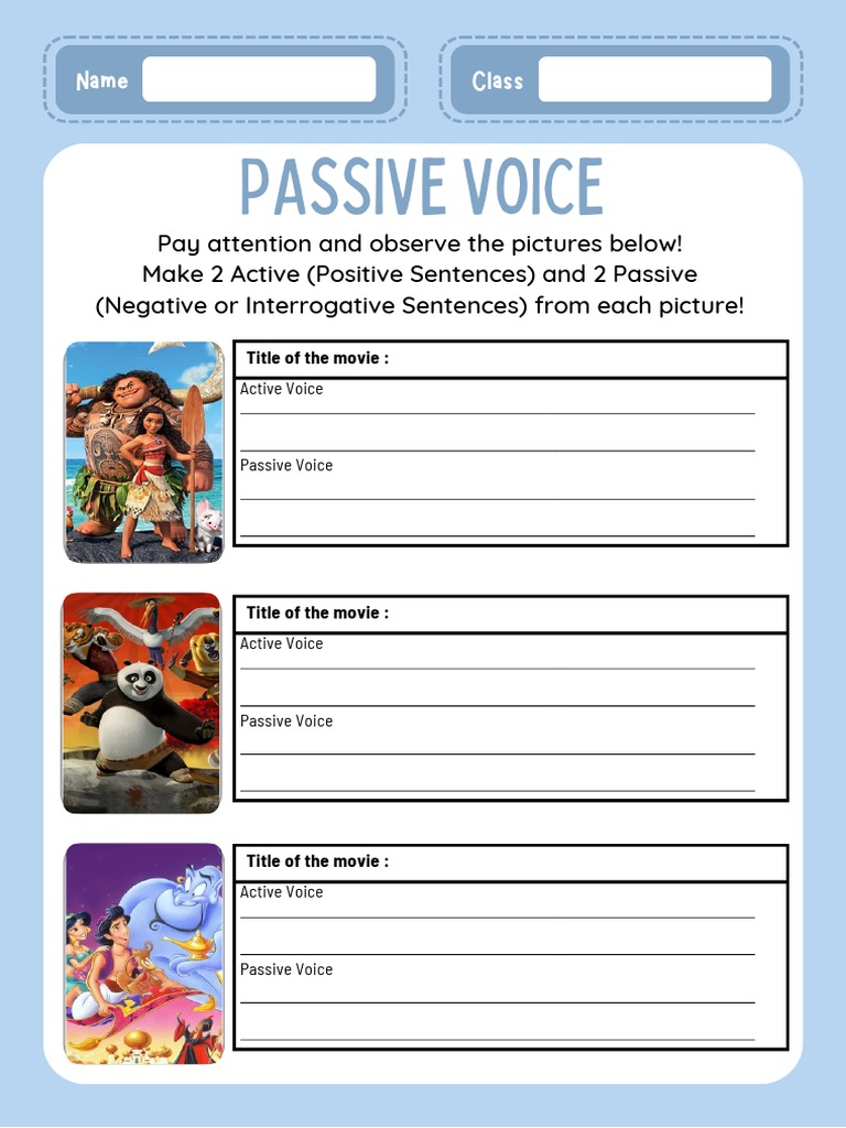 Passive Voice Worksheet | PDF | Syntactic Relationships | Linguistics