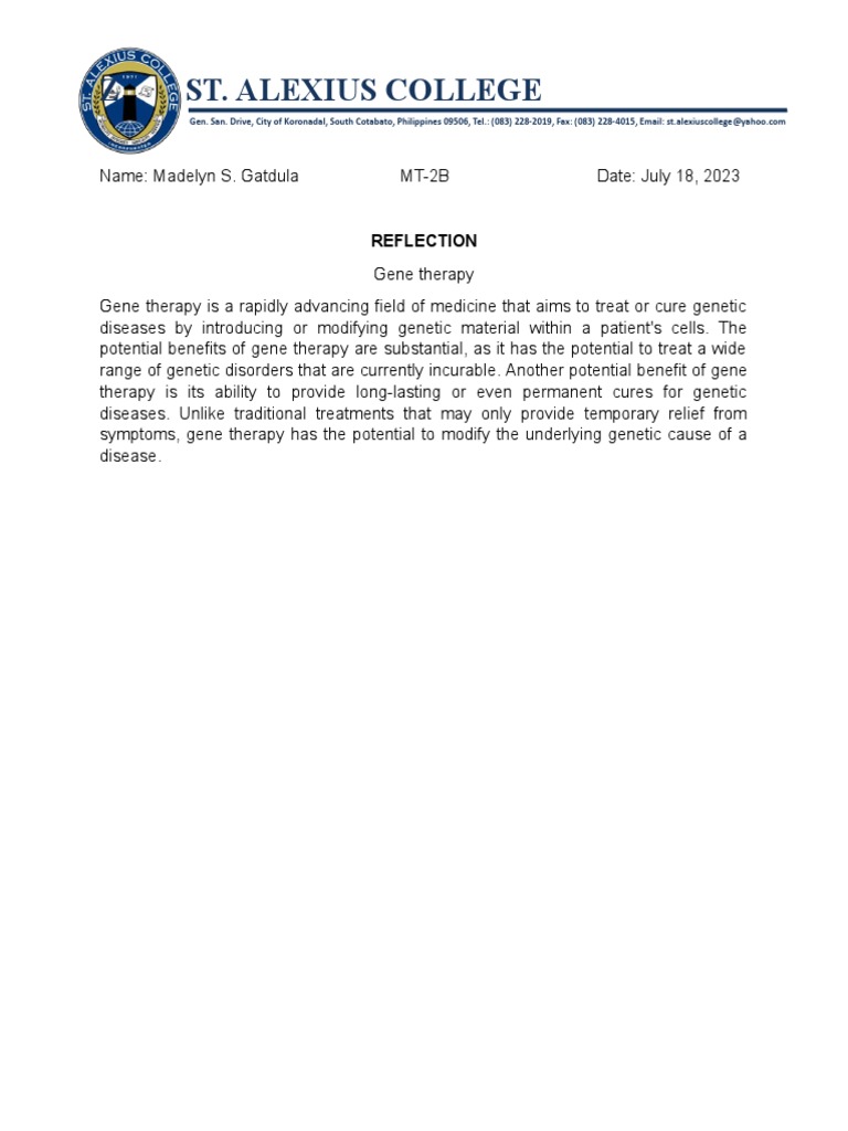 GATDULA - Gene Therapy Reflection | PDF