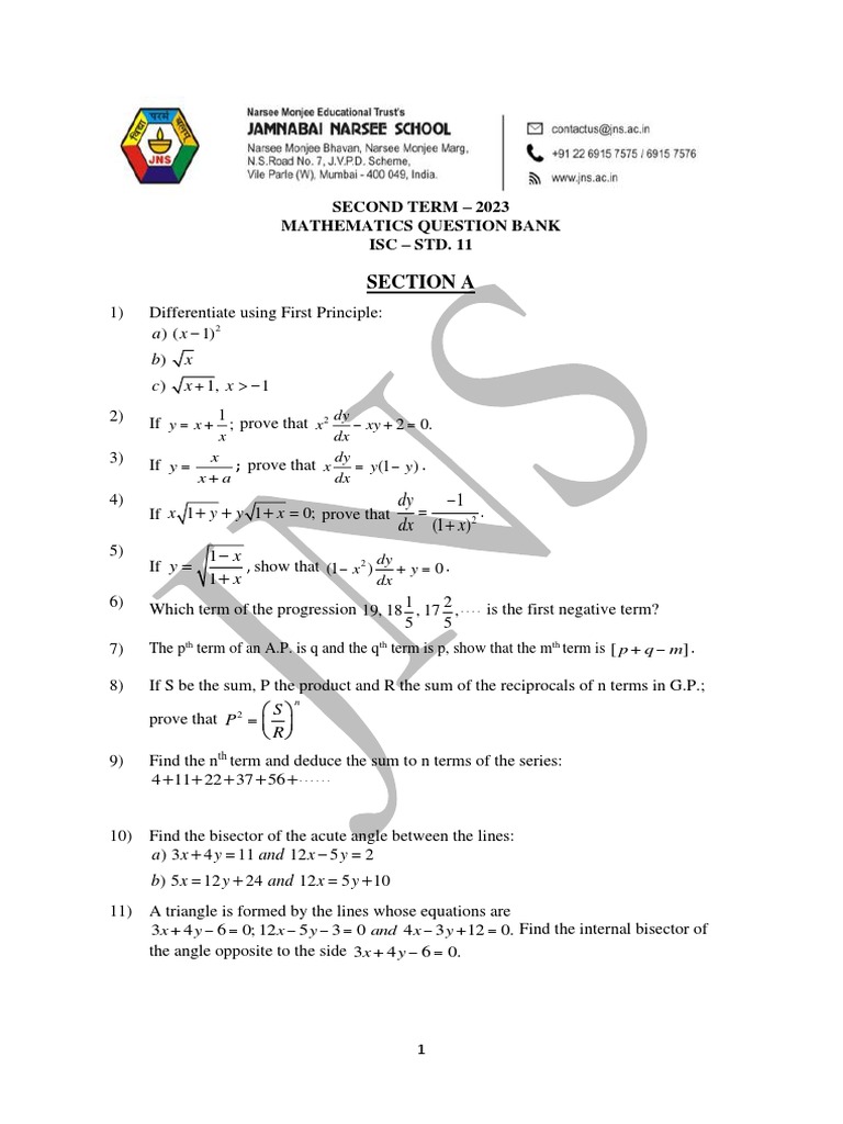 GR11 Math Second Term Question Bank 2022-2023 | PDF | Cost Of Living ...