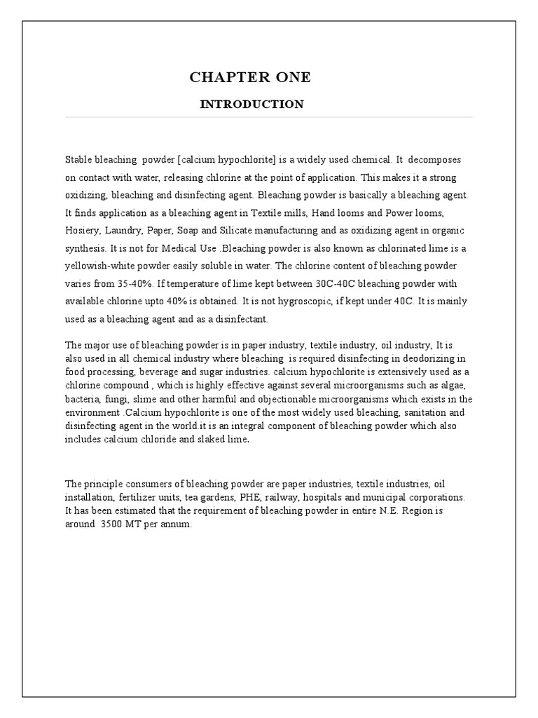 Chapter One Project 5 Pages | PDF | Bleach | Chlorine
