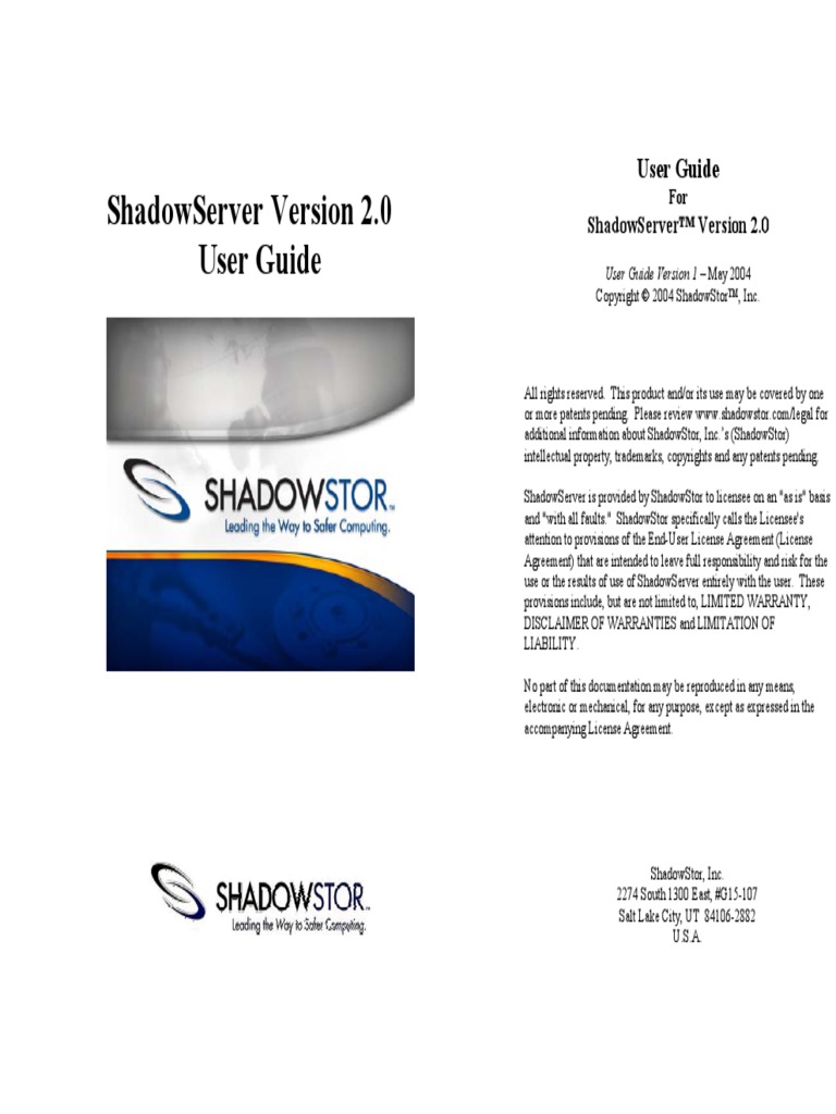 ShadowServer 2.0 User Guide | PDF | License | Proprietary Software