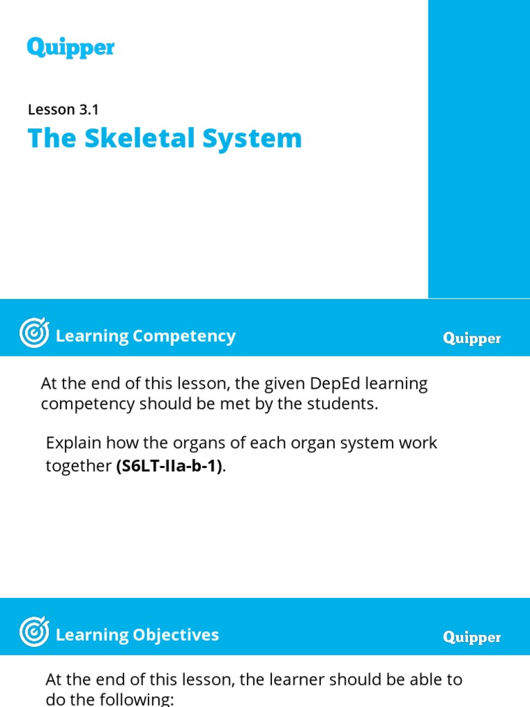 Ll3yt0etw - Lesson 3.1-The Skeletal System | PDF | Bone | Skeleton