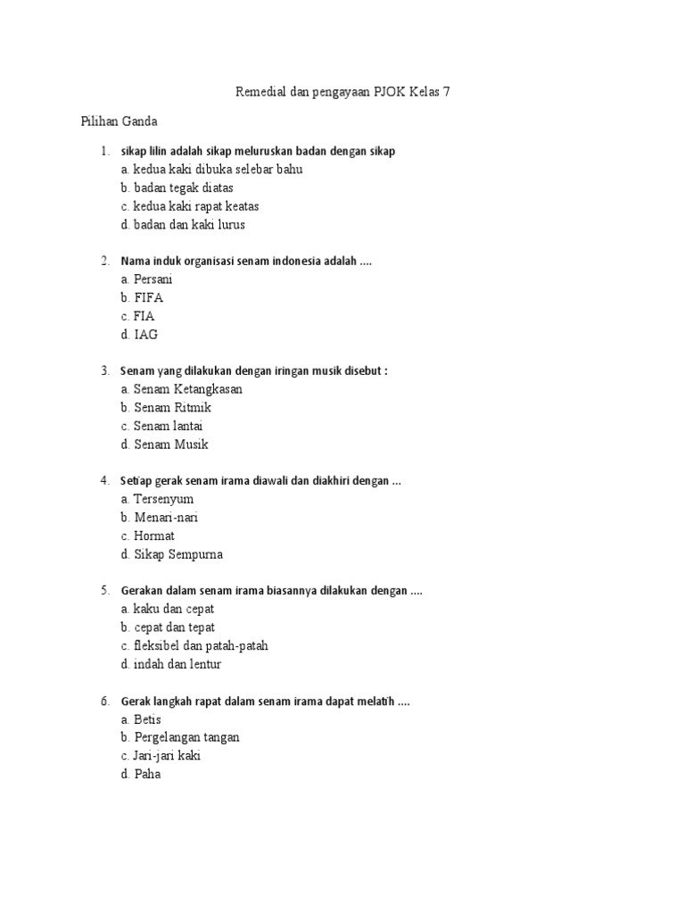 Soal Remedial Dan Pengayaan Kelas 7 | PDF