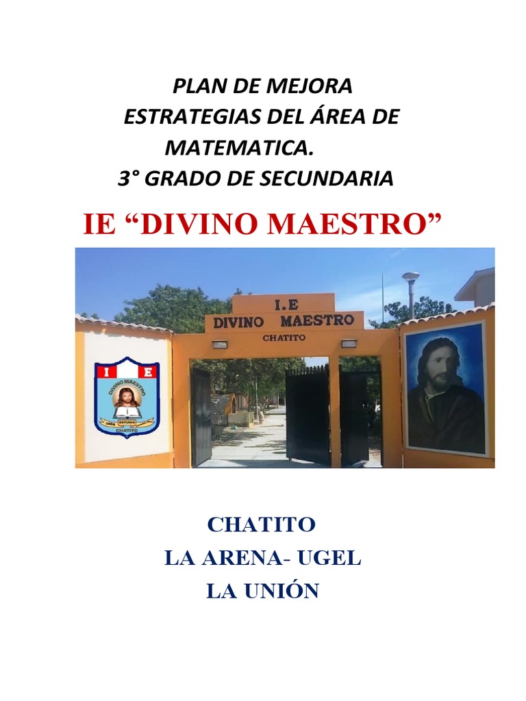 Plan de Mejora de Área Matematica 2023 | PDF | Evaluación | Maestros