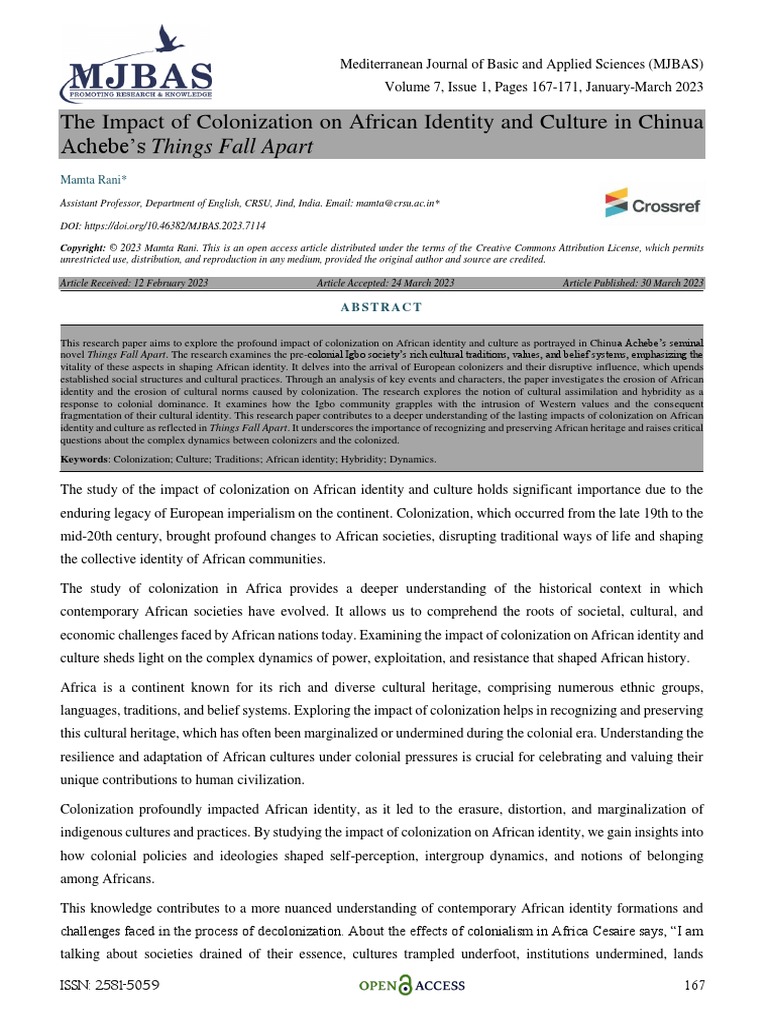 The Impact of Colonization On African Identity and Culture in Chinua ...