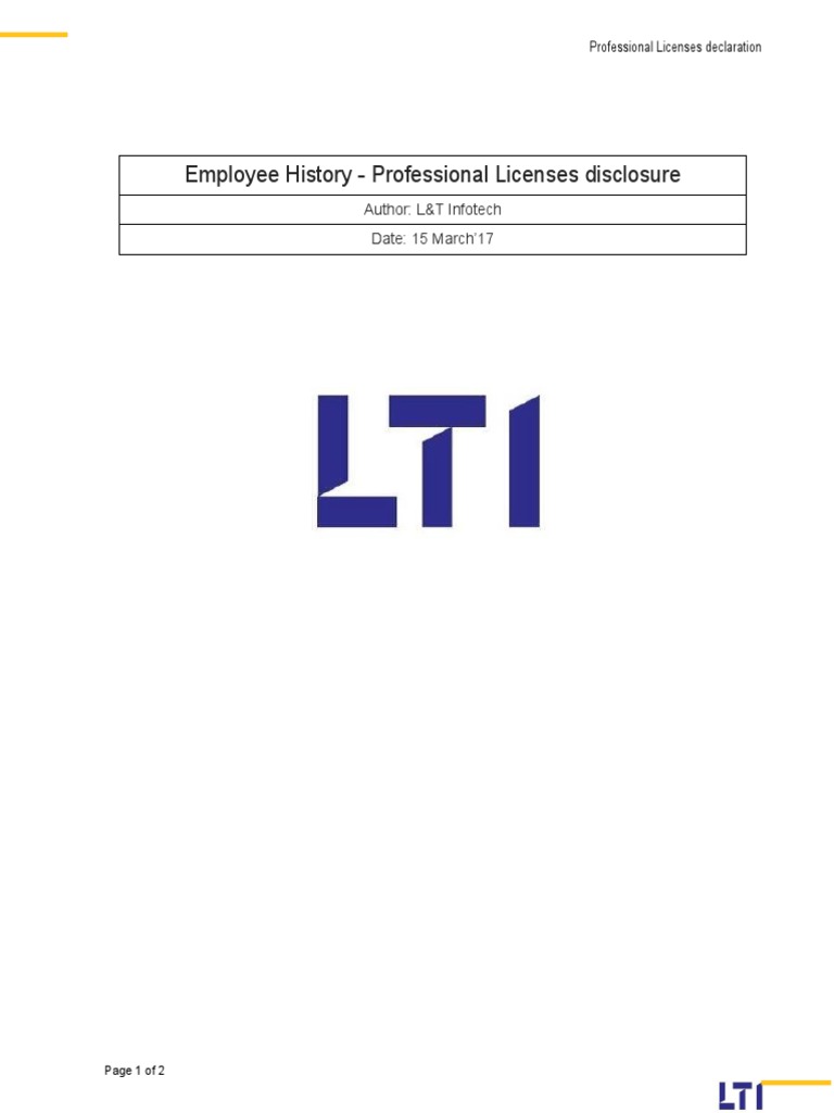 Professional Licenses Declaration Form | PDF