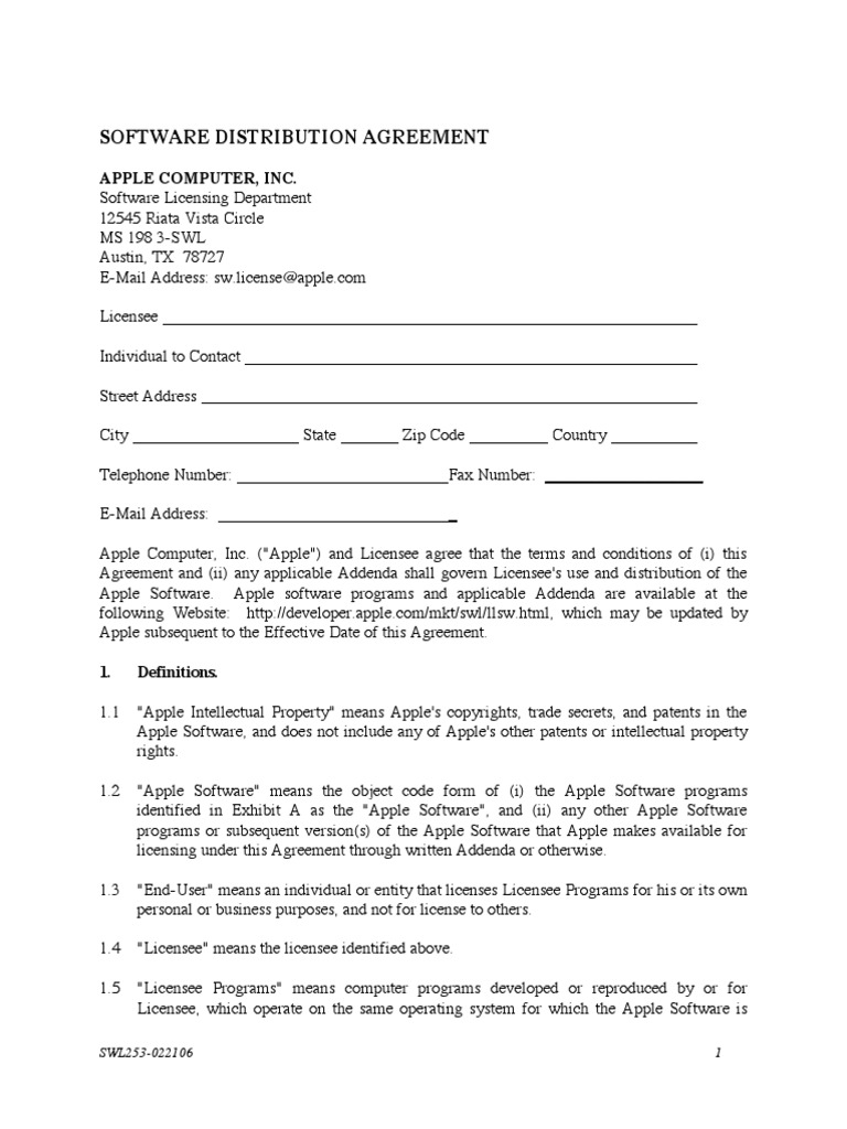 Example-Software-Distribution-Agreement-Template | PDF | License ...