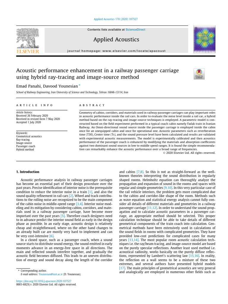 Acoustic Performance Enhancement in A Railway Passenger Carriage Using ...