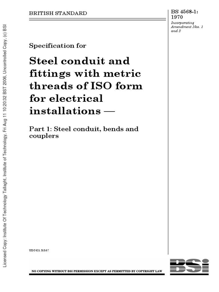 BS 4568-1: Steel Conduit Specifications | PDF | Pipe (Fluid Conveyance ...