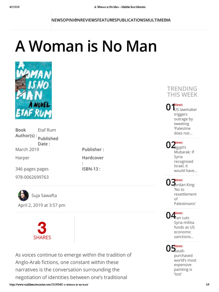 Book Review of A Woman Is No Man | PDF | Palestinians | Benjamin Netanyahu
