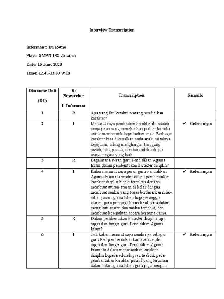 Interview Transcription | PDF | Karier & Perkembangan | Pengembangan Diri