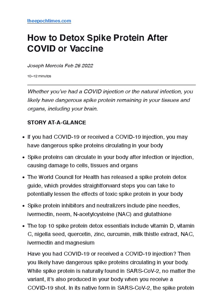 How To Detox Spike Protein After COVID or Vaccine | PDF | Protease ...