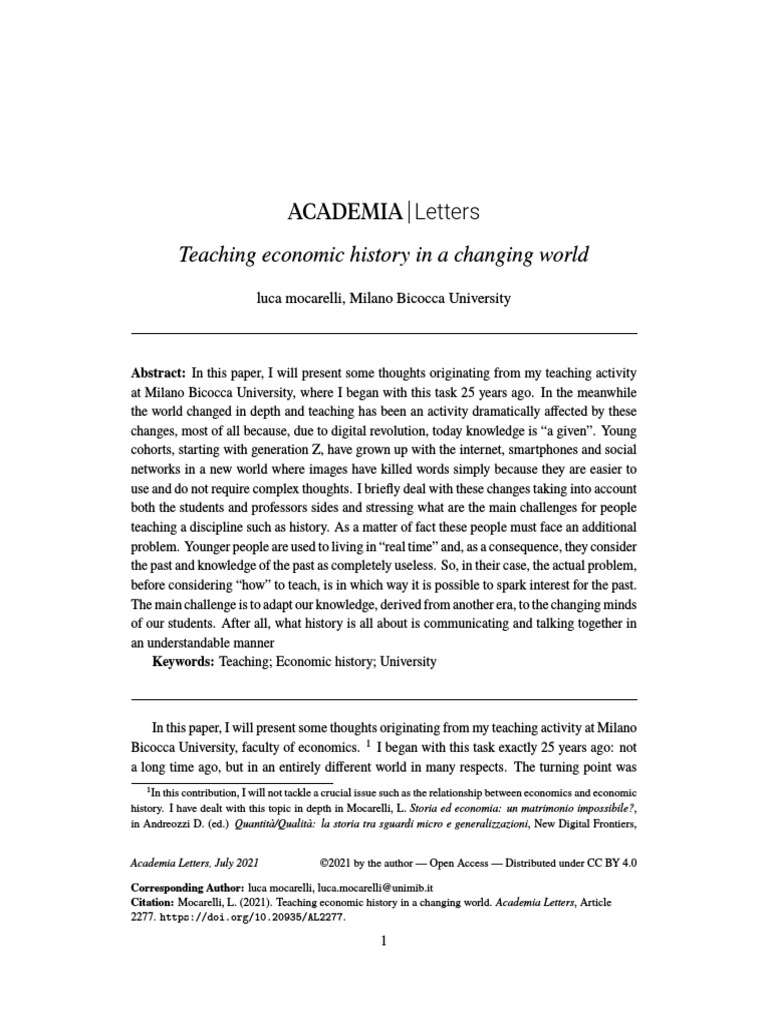 Teaching Economic History Today | PDF | Knowledge | Economic History