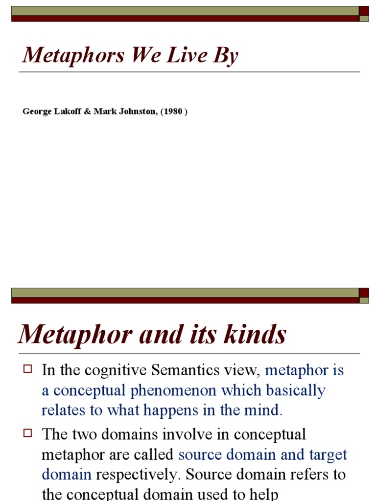 Metaphors We Live by | PDF | Metaphor | Concept