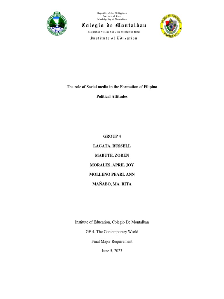 TERM PAPER Sample | PDF | Social Media | Popular Culture & Media Studies