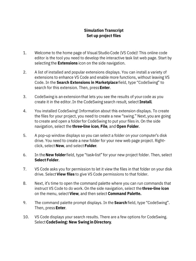 Set Up Project Files Simulation Transcript En Pdf 0248