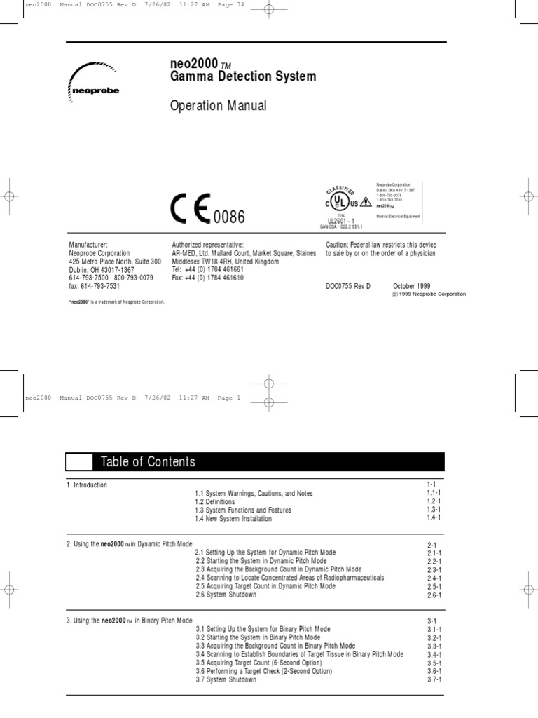 Neoprobe 2000-User Manual | PDF | Sterilization (Microbiology ...