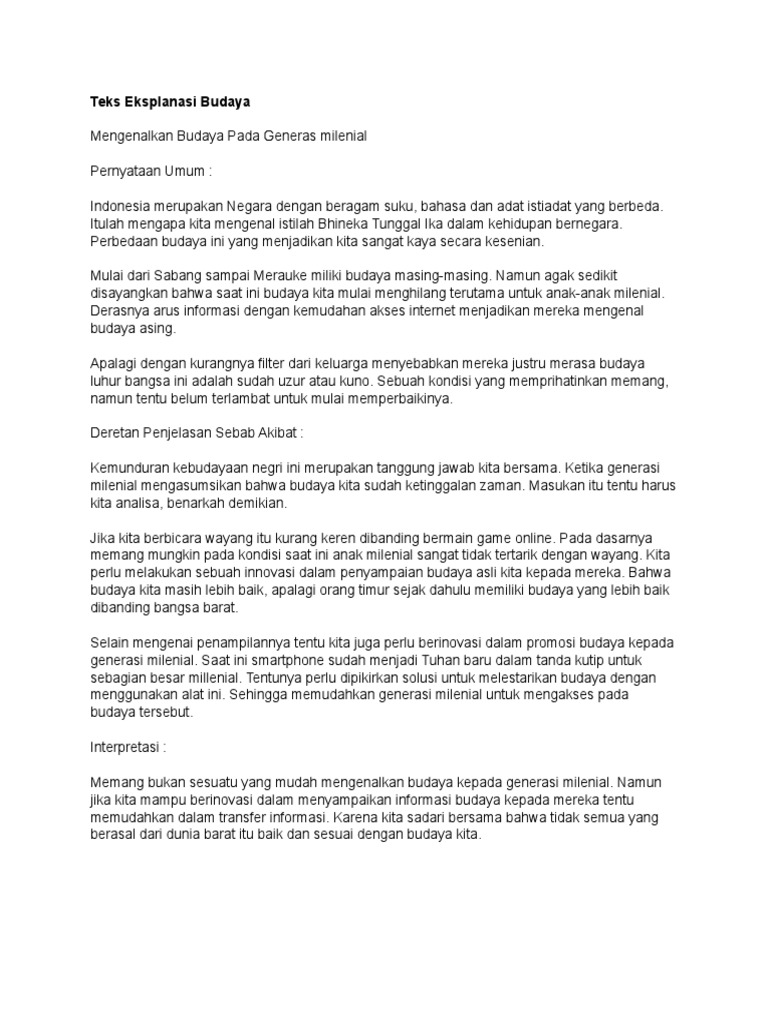 Teks Eksplanasi Budaya | PDF | Kajian Bahasa Asing