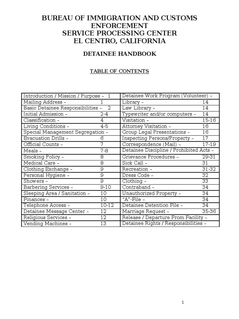 Detainee Handbook Overview | PDF | Detention (Imprisonment) | Libraries