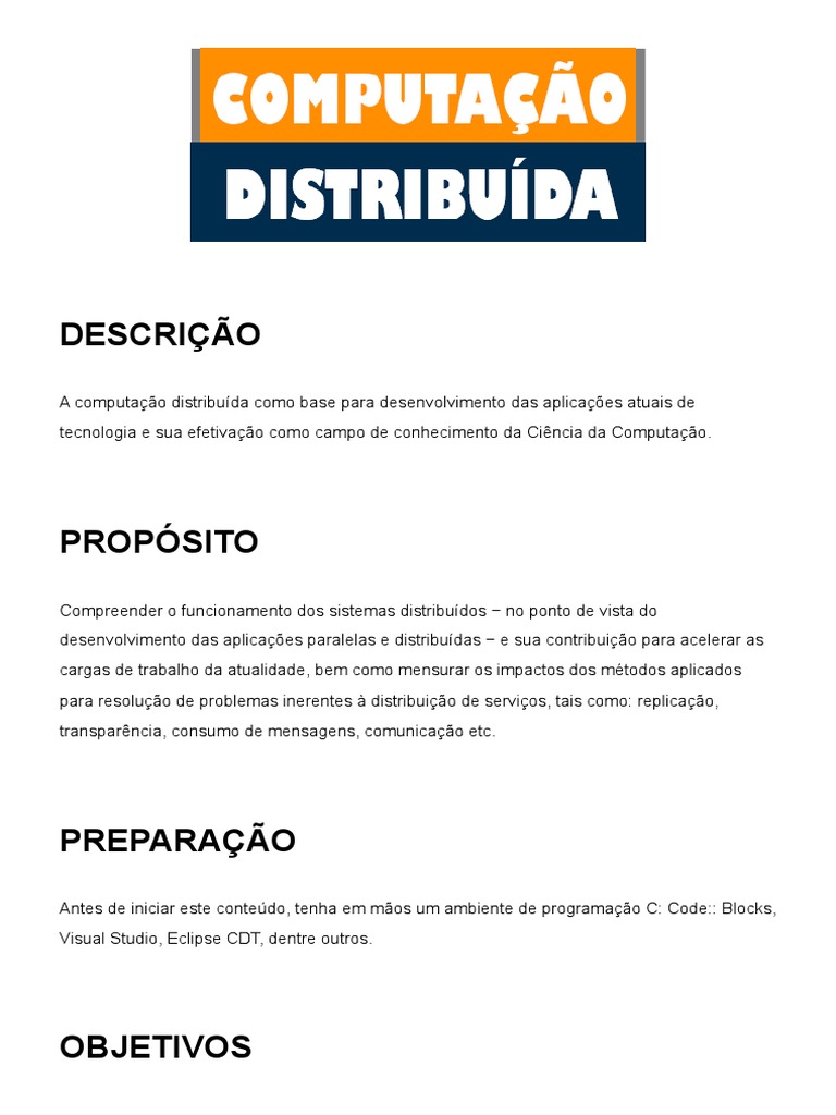 Computação Distribuída | PDF | Sistema de processamento distribuído ...
