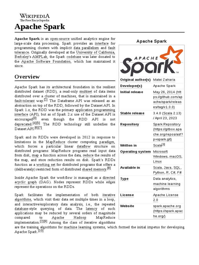 Apache Spark Explanation | PDF | Apache Spark | Computing Apache Spark Explanation | PDF | Apache Spark | Computing