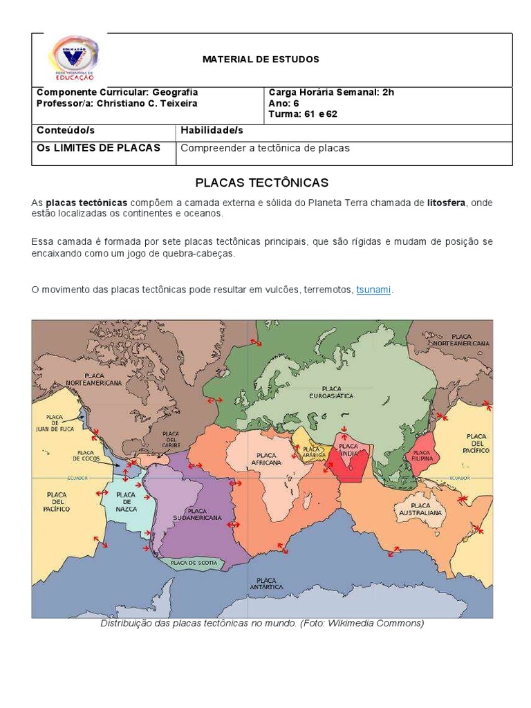 Placas Tectonicas SHSH | PDF | Placas tectônicas | Terra