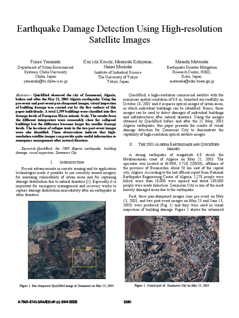 Earthquake Damage Detection Using High-Resolution Satellite Images | PDF | Earthquakes | Image ...