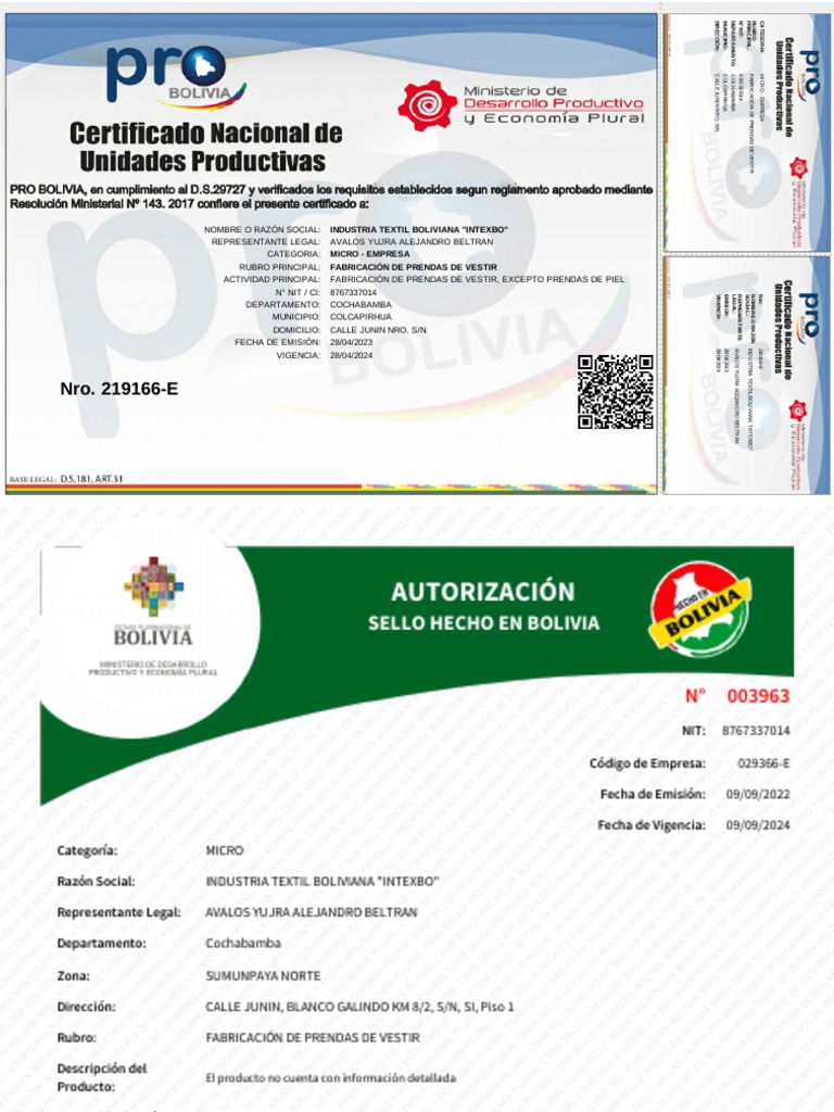 CERTIFICACIONES | PDF | Bolivia | Economias