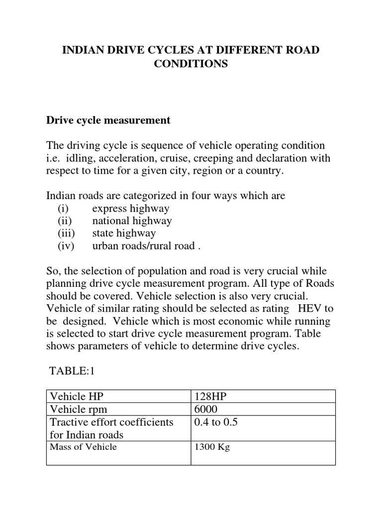 Indian Drive Cycle Analysis by Road Type | PDF | Hybrid Vehicle | Road