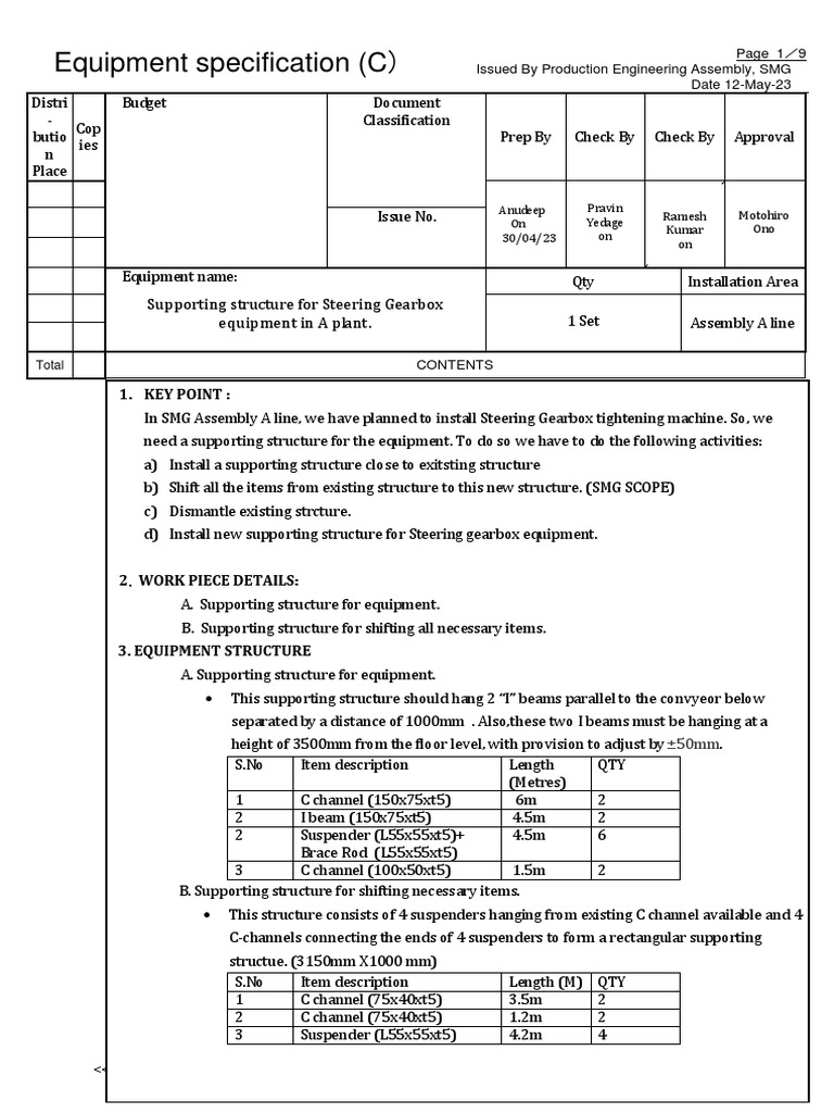 Specification Sheet-Supporting Structure | PDF | Programmable Logic Controller | Screw