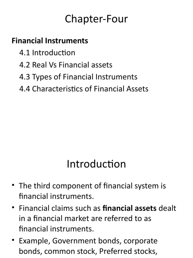Chapter-Four Financial Instruments | PDF | Stocks | Market Liquidity