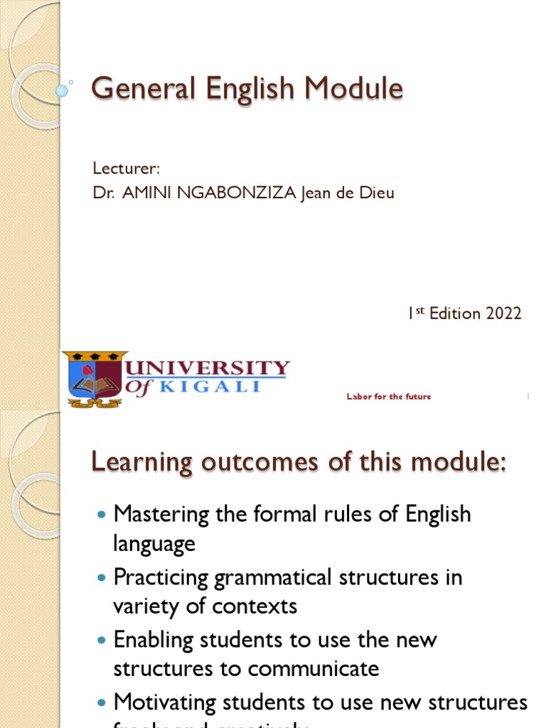 General English Module ANJ 1st Edition 2022 - Dr. Amini Ngabonziza Jean de Dieu | PDF | Perfect ...