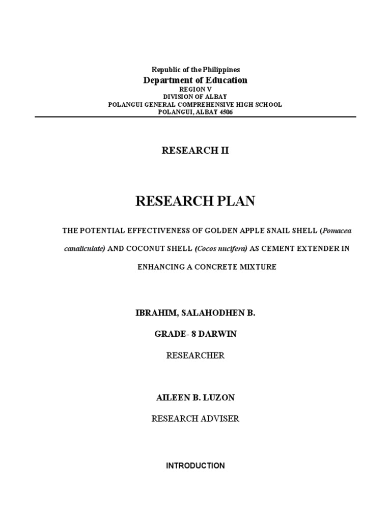 Research Plan | PDF | Cement | Concrete