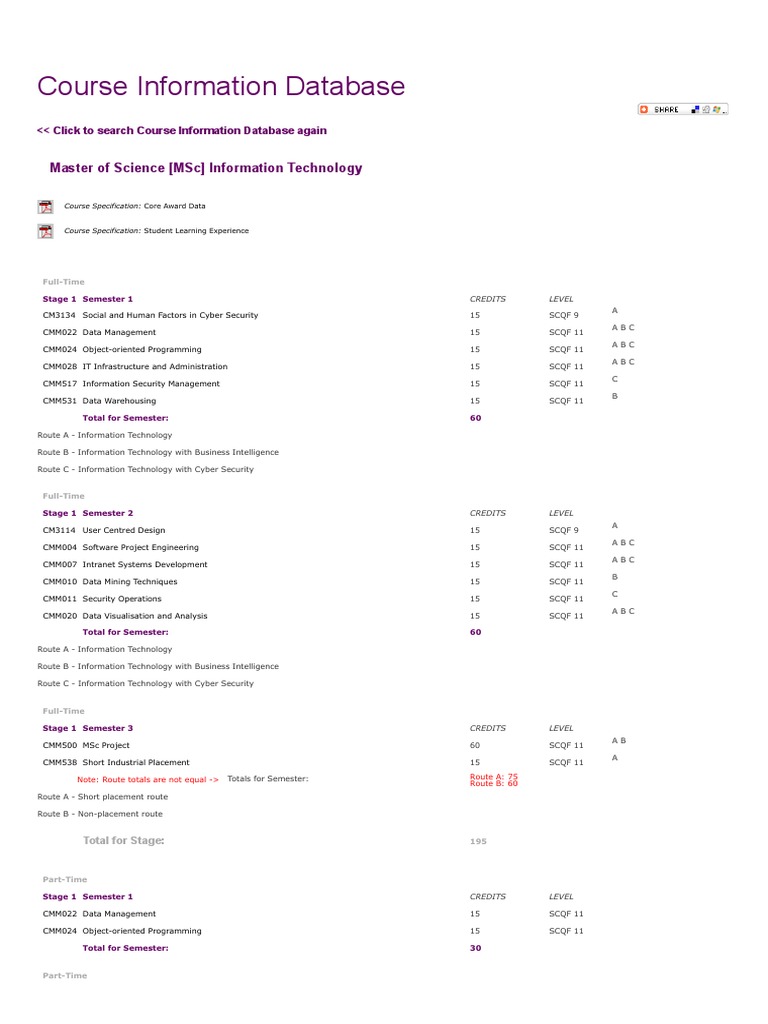 Course Information Database - Robert Gordon University (RGU) Aberdeen ...