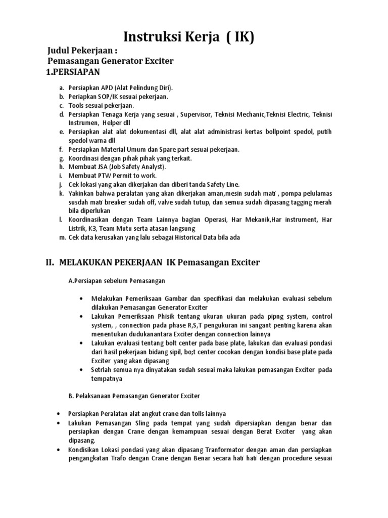 1.1IK Pemasangan EXCITER | PDF | Sains & Matematika