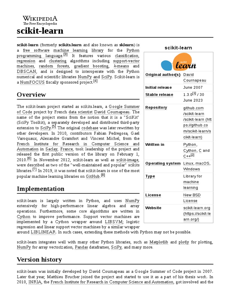 Scikit Learn Pdf Algorithms Data Mining 