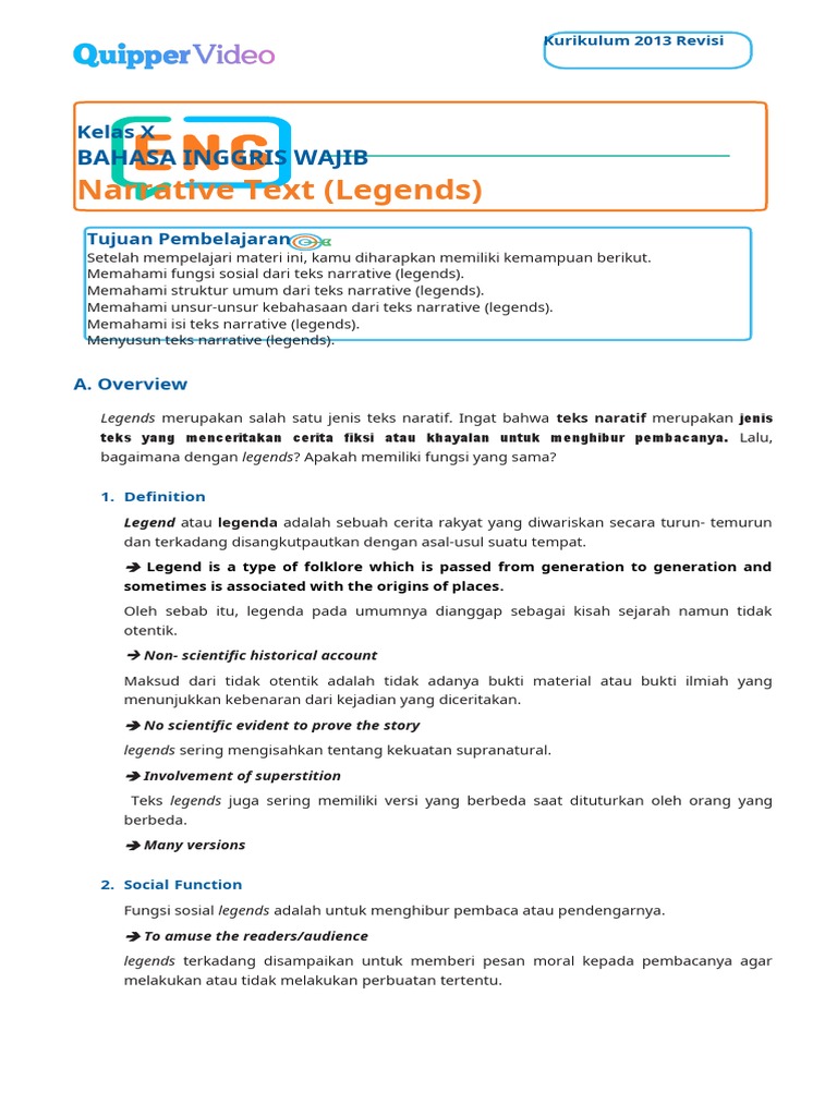 MATERI 8 Narrative Text (Legends) WAJIB | PDF