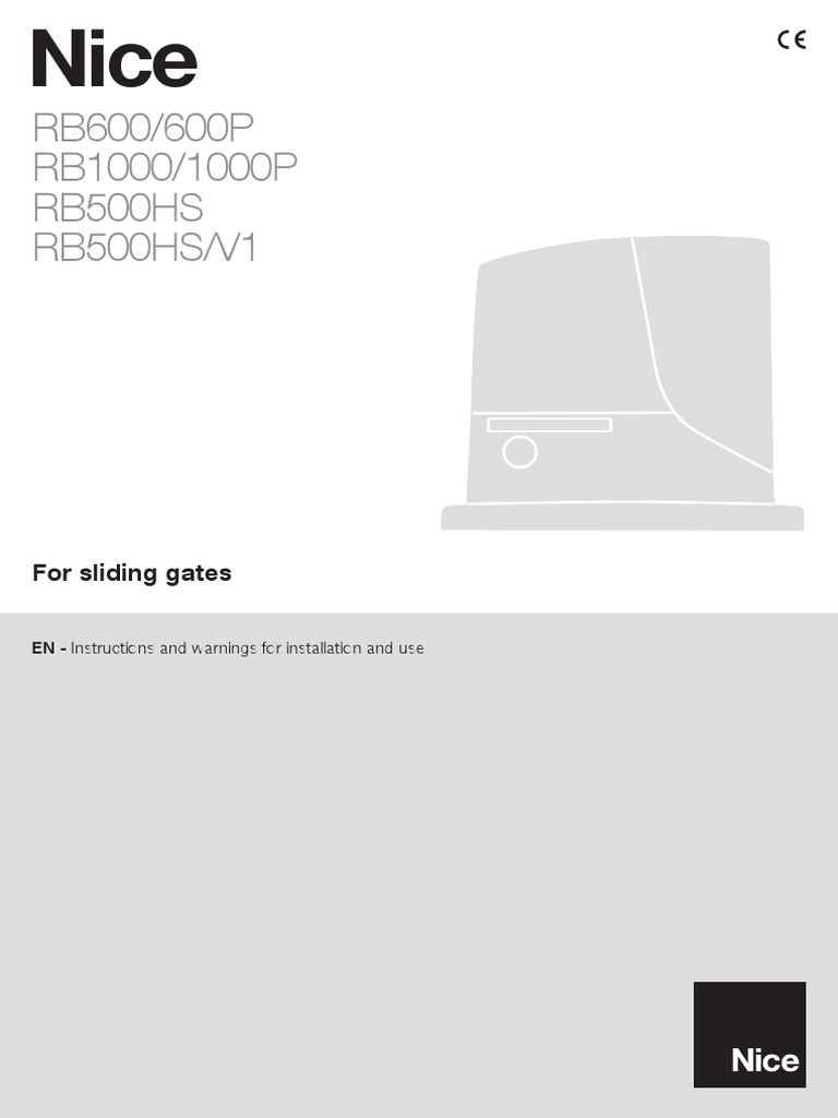 Nice ROBUS RB600 P RB1000 P RB500HS Manual | PDF | Automation | Electrical Connector