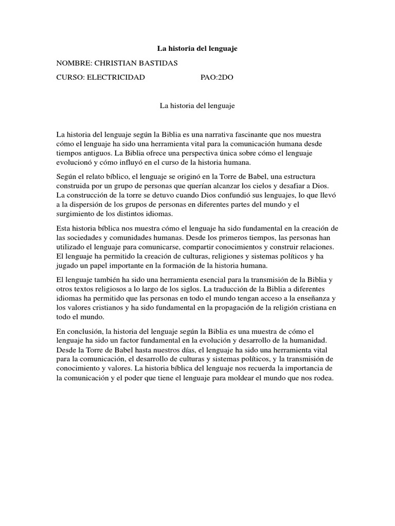 La Historia Del Lenguaje | PDF